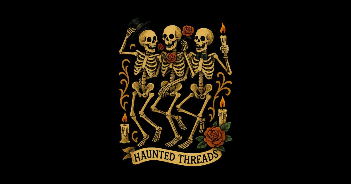 Dancing Skeleton Trio – Haunted Threads Tattoo Flash - Halloween ...