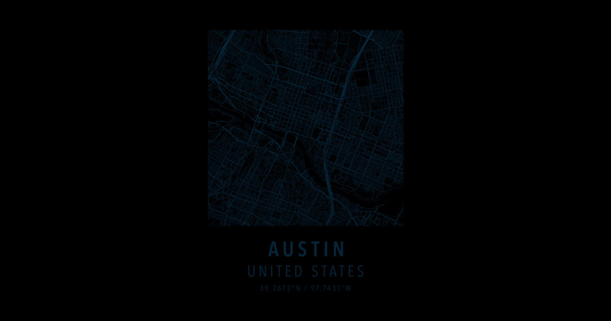 austin simple map - Maps - Sticker | TeePublic