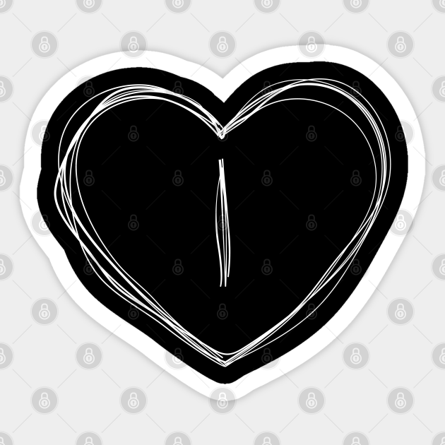 Letter I with heart frame in lineart style - Initial - Sticker | TeePublic