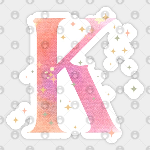 Letter K Monogram pink watercolor - Monogram Letter K - Sticker | TeePublic