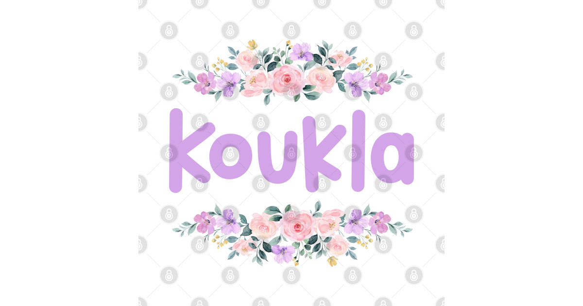 Purple Flower Koukla Name Label - Purple Flower Koukla Name Label - T-Shirt | TeePublic