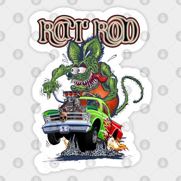 Cartoon Rat Rod - Hot Rod - Sticker | TeePublic