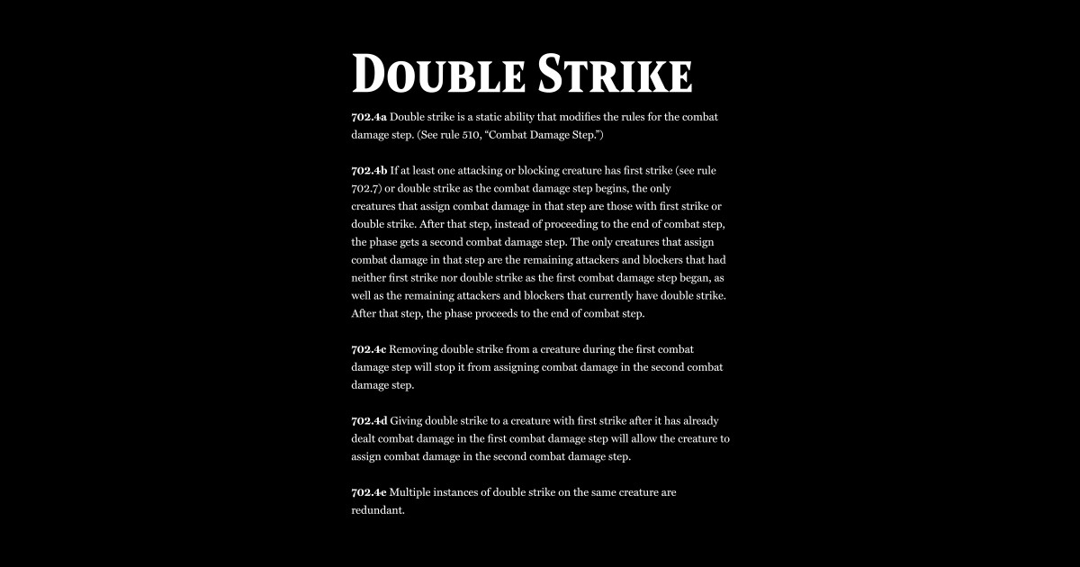 Magic the Gathering - Keyword Double Strike Rules Text - Magic The ...