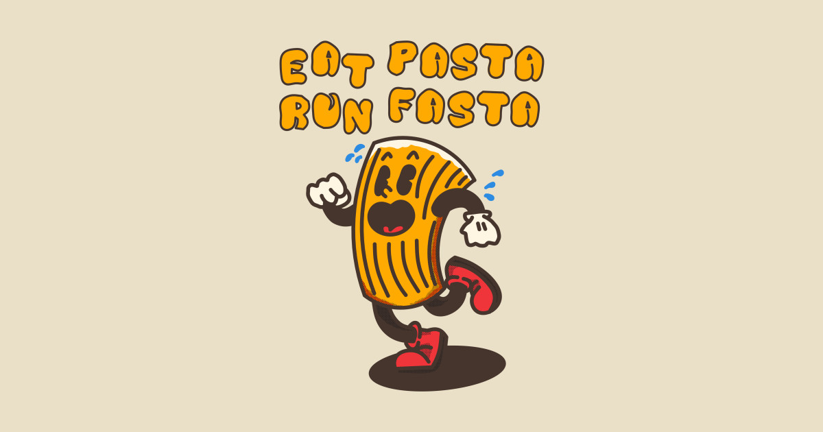 Run Pasta Cartoon - Eat Pasta Run Fasta - T-Shirt | TeePublic