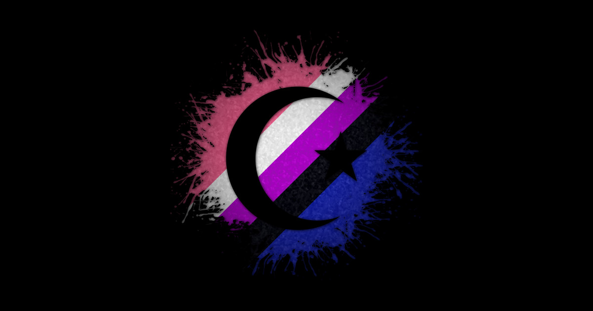 Paint Splatter Gender Fluid Pride Flag Star and Crescent Symbol ...