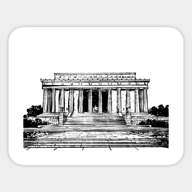 LINCOLN MEMORIAL ink painting.1 - Lincoln Memorial - Sticker | TeePublic