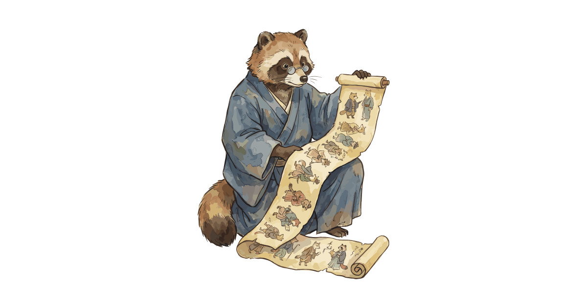 Japanese Folklore: Tanuki Raccoon Scroll of Shapeshifting - Tanuki - T ...