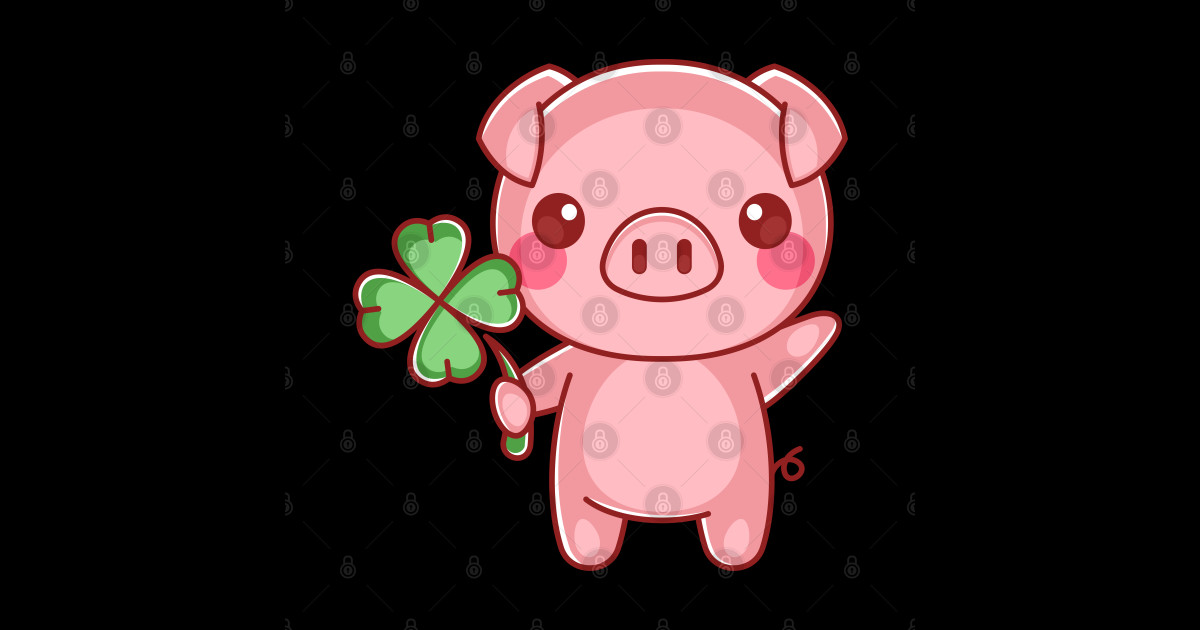 Cute pig holding shamrock cartoon - Animal - Sticker | TeePublic