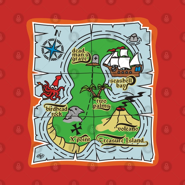 Pirate Treasure Map - Pirate Treasure Map - T-Shirt | TeePublic