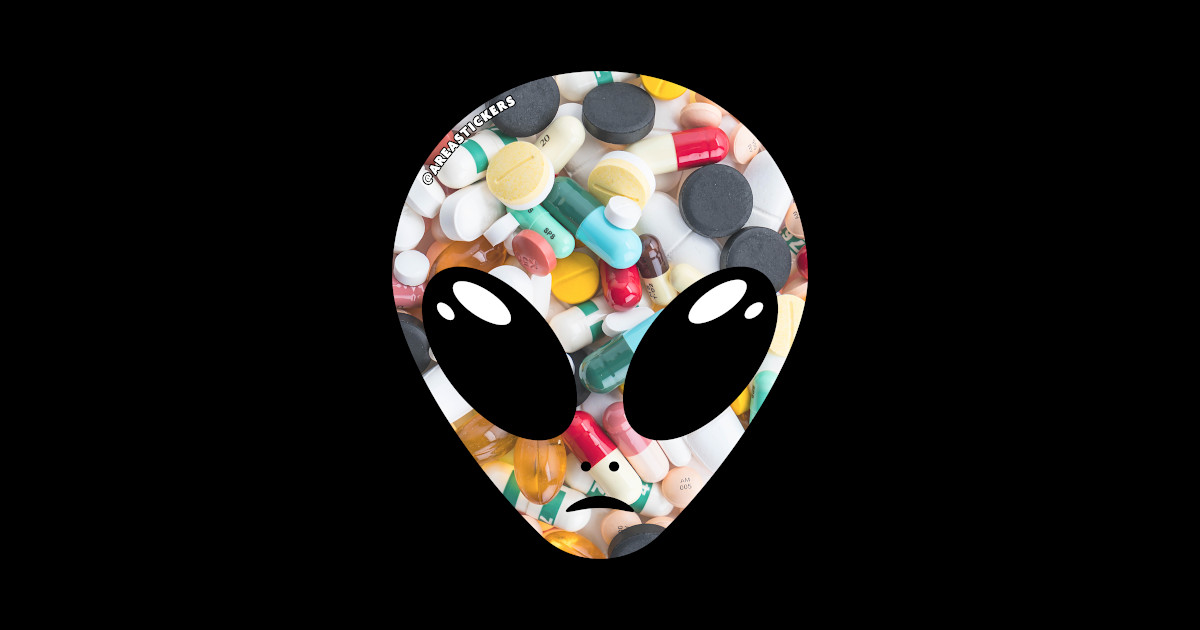 Alien head - Pills skin - Pills - Sticker | TeePublic