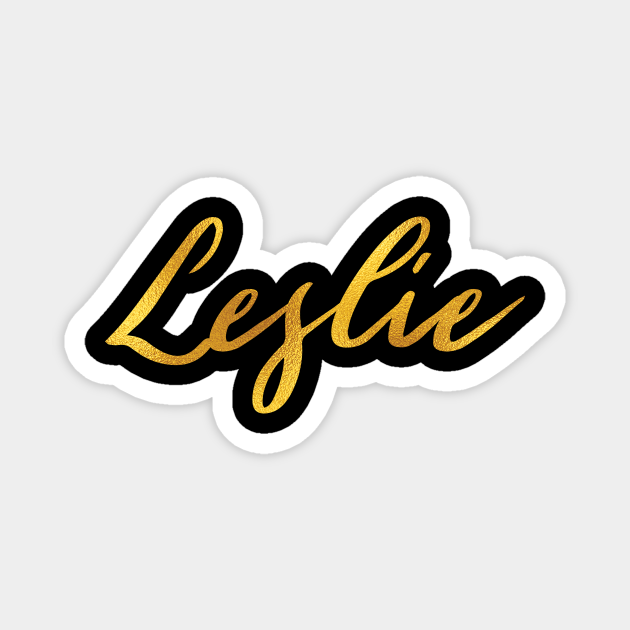 Leslie Name Hand Lettering in Faux Gold Letters - Leslie - Magnet ...