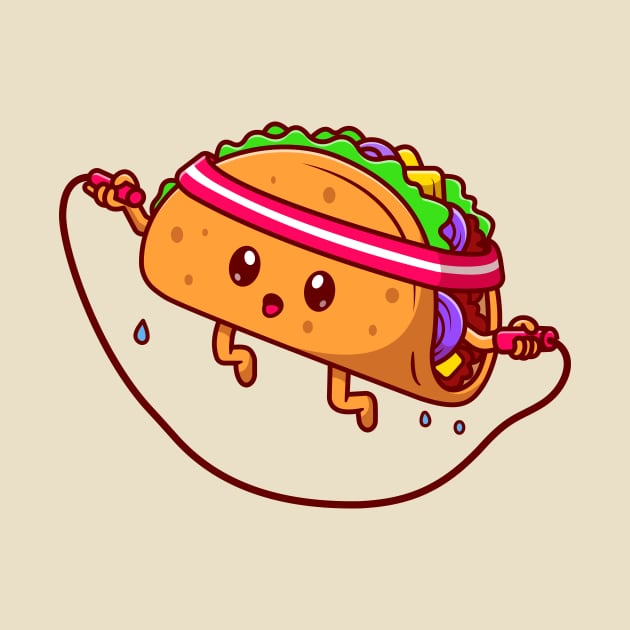 Cute Taco Playing Jump Rope Cartoon - Cute Taco Playing Jump Rope ...