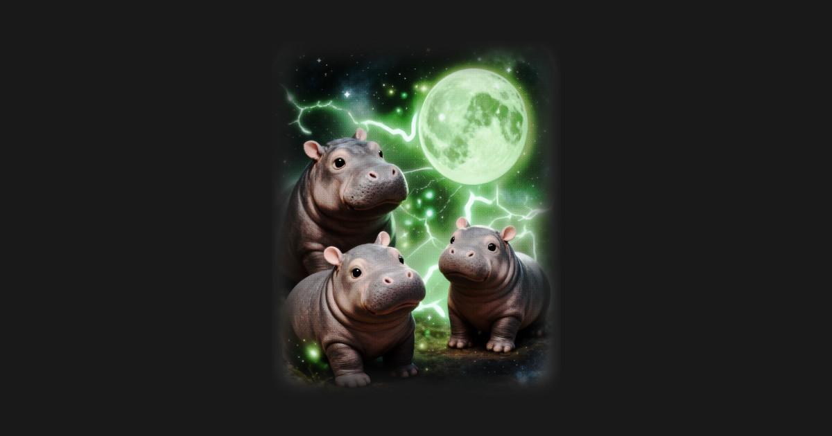 Three Moon Deng | Baby Hippo Meme Funny Cute Hippopotamus Animal - Moo ...