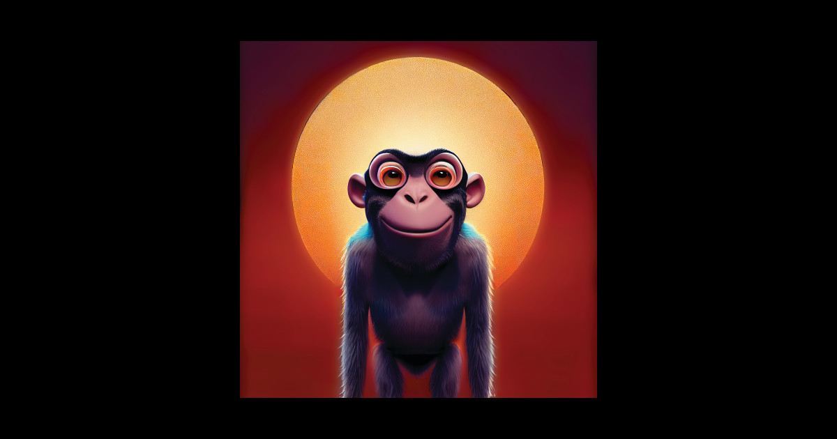Funky Monkey and the Moon - Funky Monkey - Sticker | TeePublic