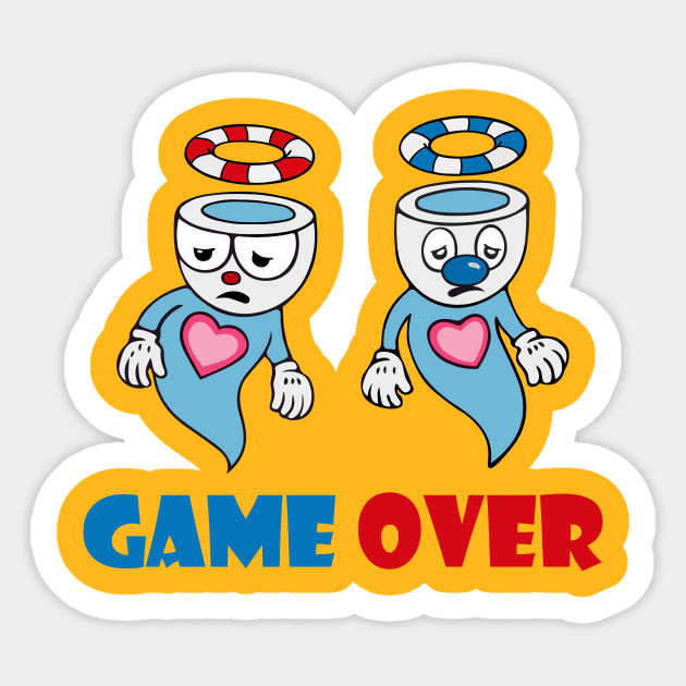 Dead Cuphead and Mugman - Cuphead And Mugman - Sticker | TeePublic