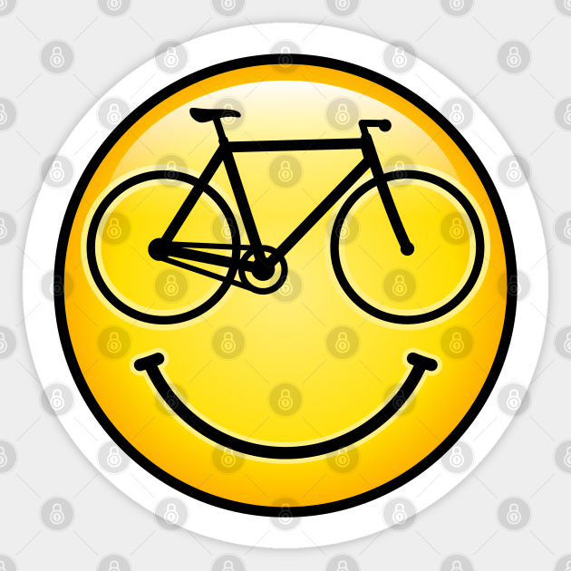 Bike Bicycle Smiley Happy Yellow Face - Bicycle - Sticker | TeePublic