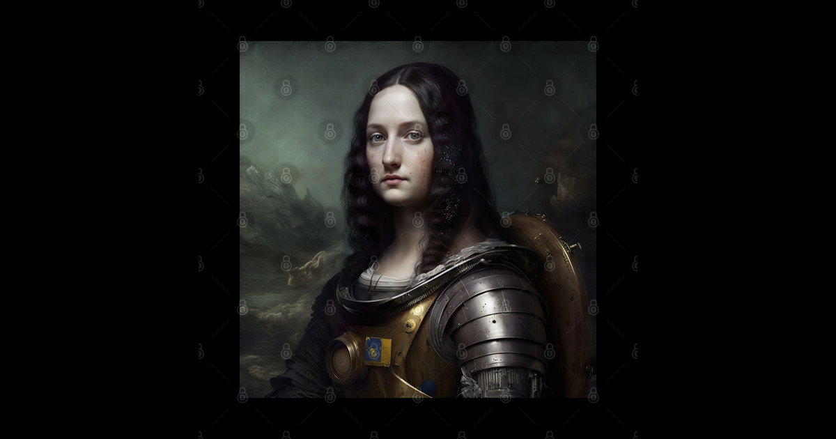 Mona Lisa Futuristic Warrior - Mona - Sticker | TeePublic