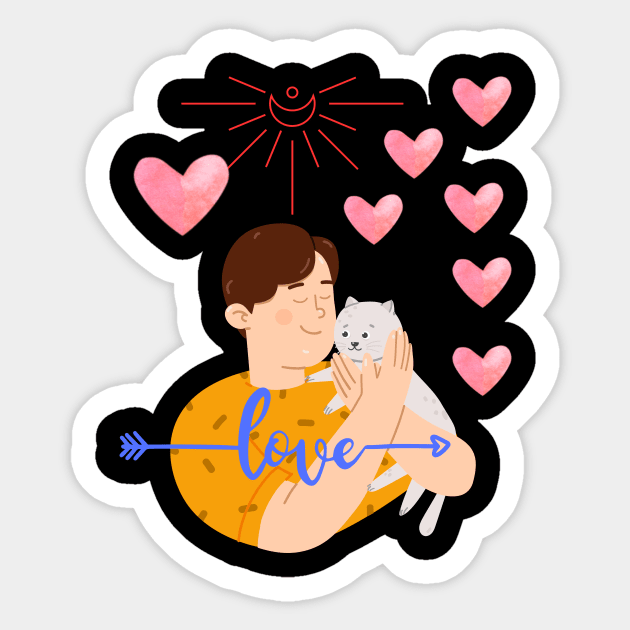 cute love cat - Cute Cat Lover - Sticker | TeePublic