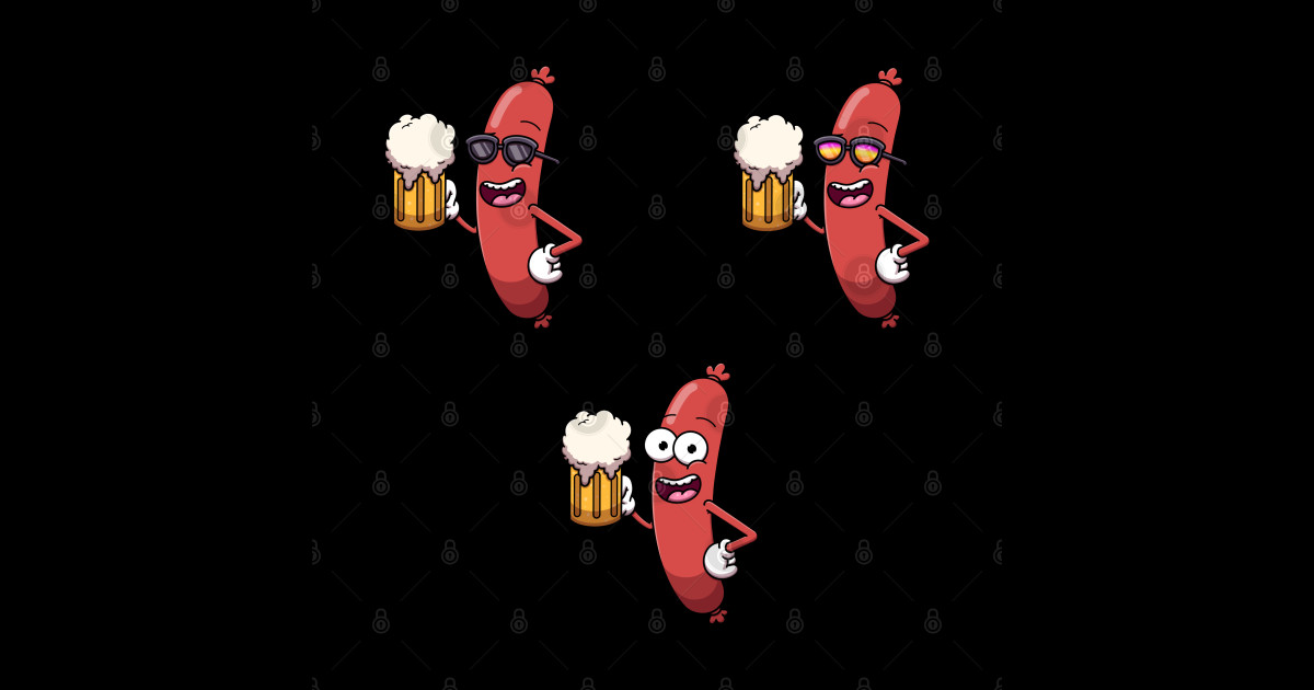 Funny And Cool Sausages Cartoon Sticker Pack - Sausage - Sticker ...