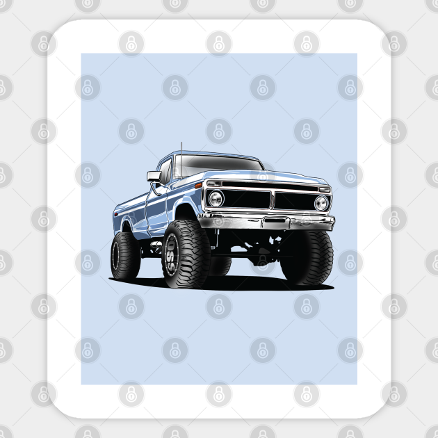 ford f250 obs truck blue poster - Ford Truck - Sticker | TeePublic