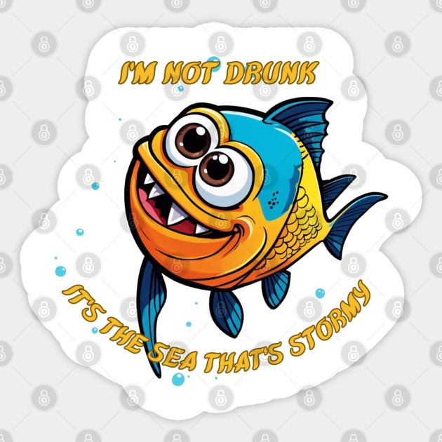 The drunken fish - Drunk Fish - Sticker | TeePublic