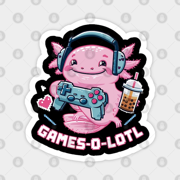 Cute Games O Lotl Axolotl Gaming - Gamer - Magnet | TeePublic