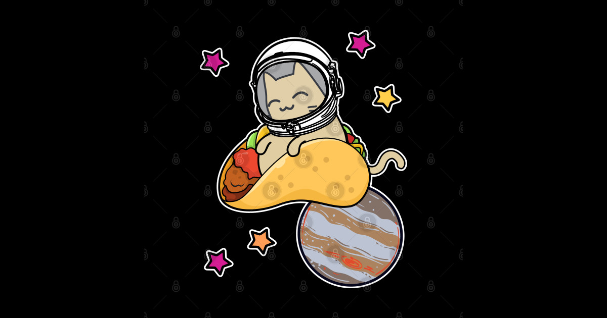 cartoon cat astronaut in space riding taco - Astronaut Cat In Space ...