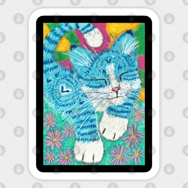 Blue happy cat - Blue Cat - Sticker | TeePublic