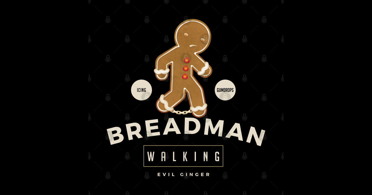 Breadman Walking - Christmas Gingerbread Man - Sticker | TeePublic