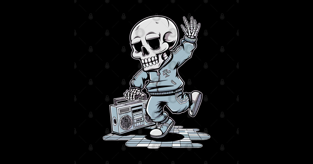 80's breakdancing Skeleton - Breakdancing - Sticker | TeePublic