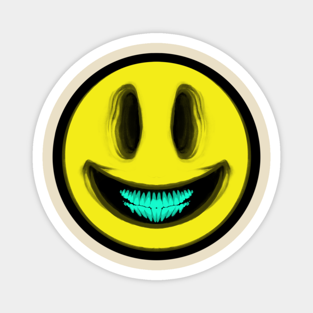 Creepy Smiley Face Monster Emoji Parody - Smiley Face - Magnet | TeePublic