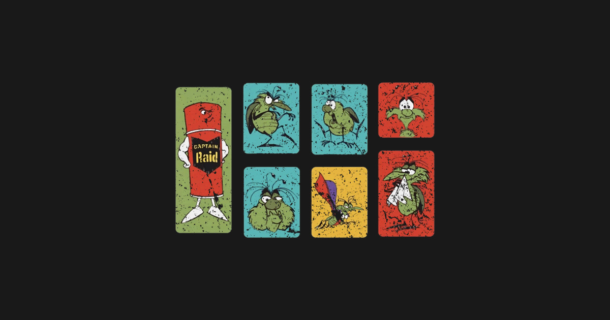 Raid Bug Spray Characters—A Retro Classic - Raid - T-Shirt | TeePublic