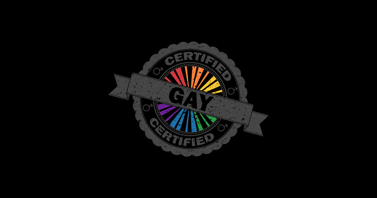 Certified Gay Pride Seal of Approval with Rainbow Flag Background - Gay ...