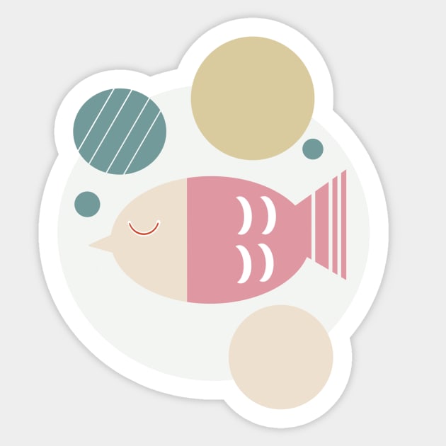 Cartoonish fish in pastel hues - Cartoonish - Sticker | TeePublic