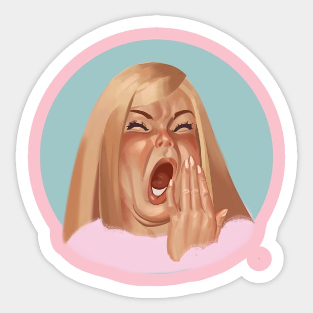 Cute Girl Yawning - Cutesy - Sticker | TeePublic