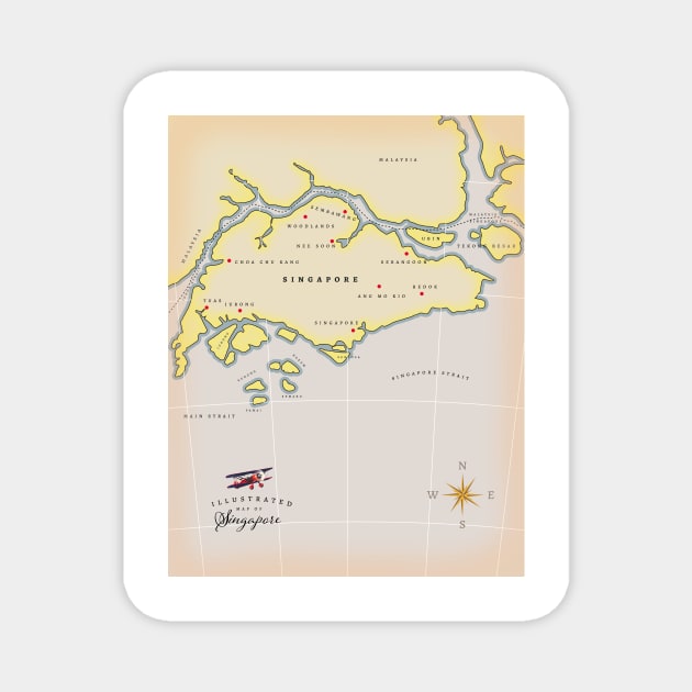 Illustrated map of Singapore - Singapore - Magnet | TeePublic