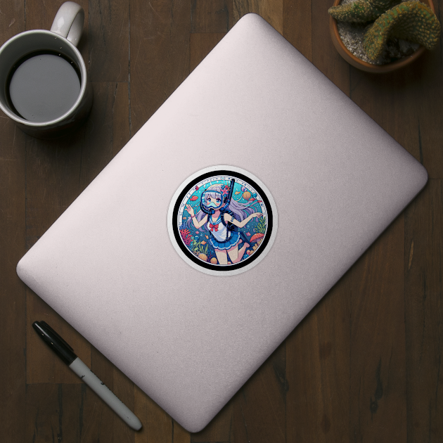 Anime girl snorkeling - Snorkeling Lover - Sticker | TeePublic