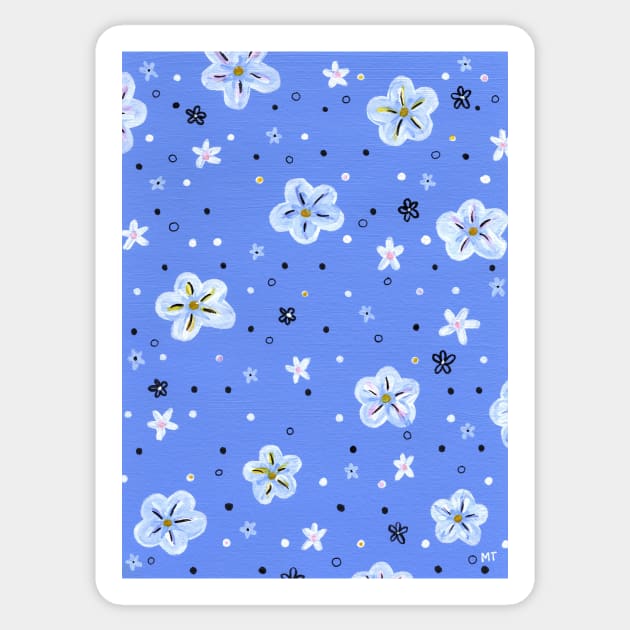 White Flower Pattern - Periwinkle - Monitdesign - Sticker | TeePublic