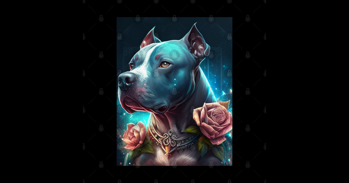 Blue Nose Pit Bull With Roses - Blue Nose Pit Bull Puppy Fantasy ...