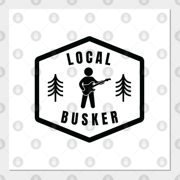 Local Busker Guitarist Silhouette Light Theme - Busking - Posters and ...