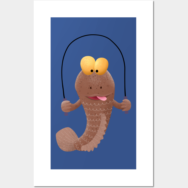 Funny skipping mudskipper fish cartoon - Mudskipper - Posters and Art ...