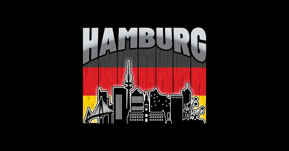 Hamburg Germany Skyline Vintage German Flag - Hamburg - Sticker | TeePublic