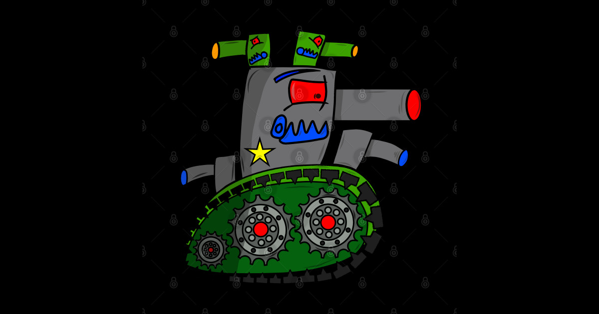 Mini Angry Tank Cartoon - Tank - Pin | TeePublic