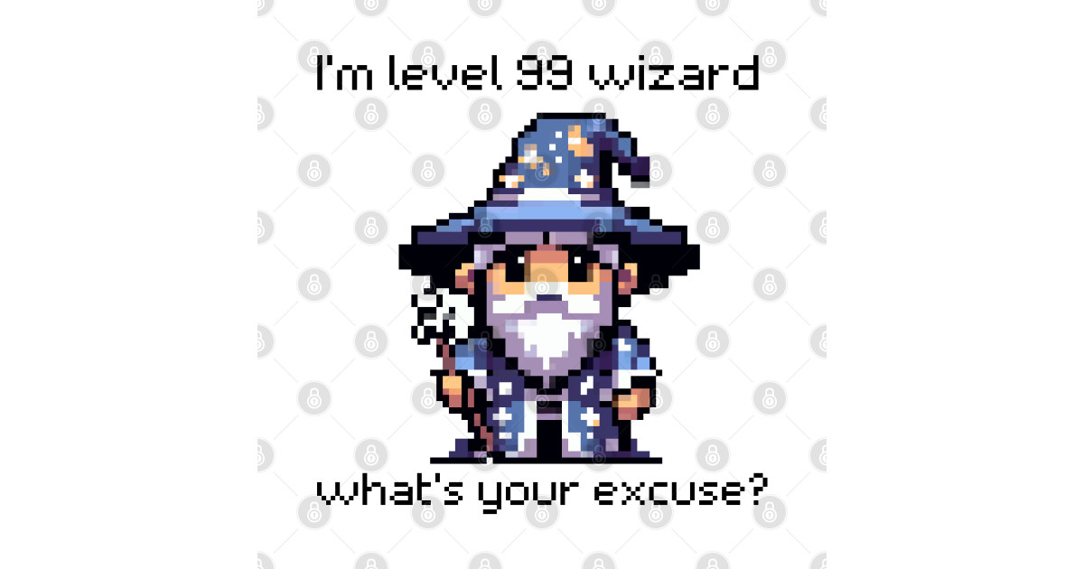 Level 99 Wizard Pixel Art - Wizard - T-Shirt | TeePublic