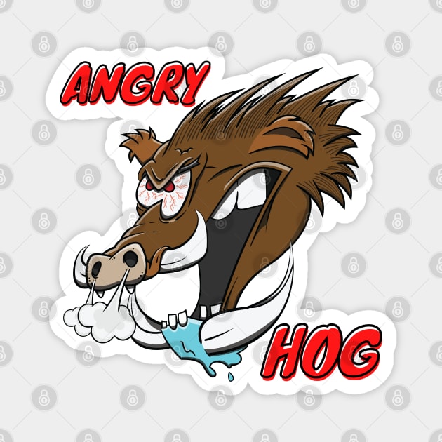 "Angry Hog" Wild Hog Cartoon Boar Funny Animal Pig Head - Hog - Magnet ...