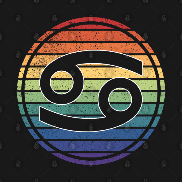 Vintage Distressed Rainbow Gay Pride Zodiac Cancer - Cancer Zodiac Sign ...