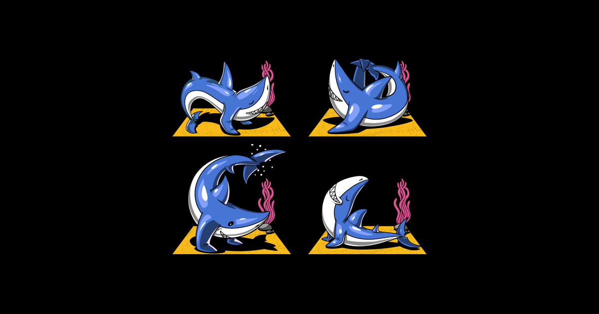 Shark Funny Yoga Poses - Shark Yoga - Sticker | TeePublic