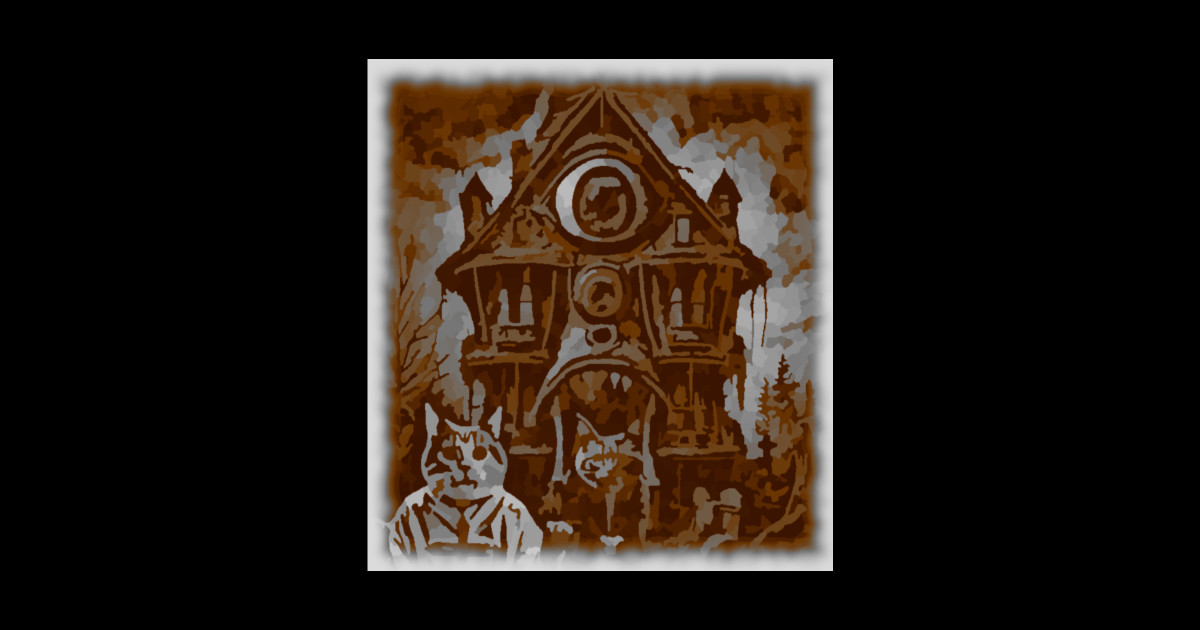 watercolor cat with eyeball house - Watercolor - Sticker | TeePublic