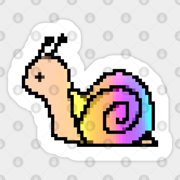 snail pixel art ,2d pixel illustration - Pixelart - Sticker | TeePublic