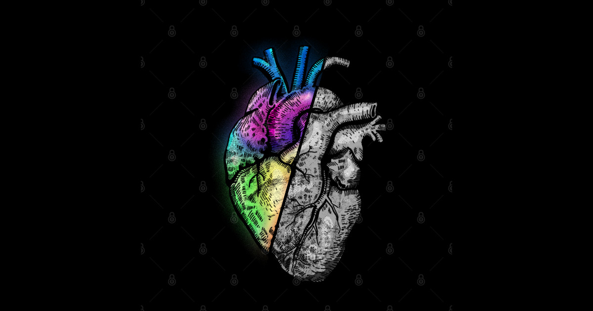 HEART IN HALF - Heart - Sticker | TeePublic